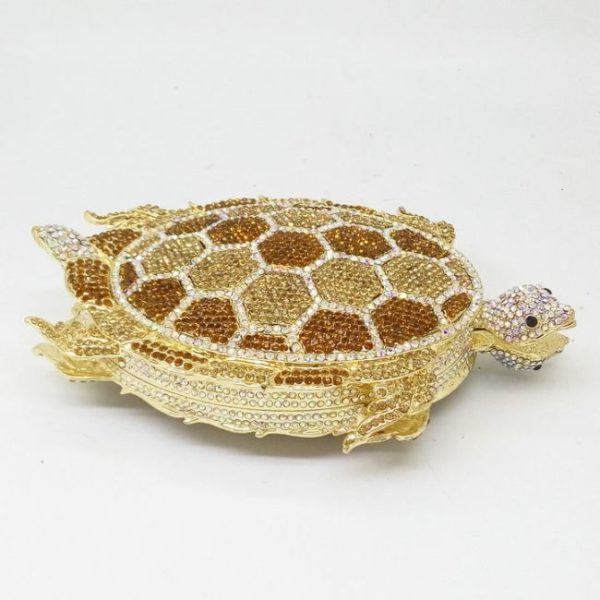 Turtle Fortune Designer Crystal Bridal Clutch Evening Bag