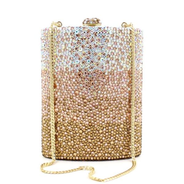 Flat Hip Flask Rhinestone Purse Evening Bag for Brides and Bridesmaids