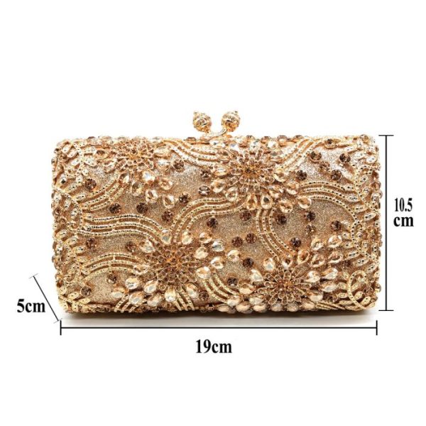 Gold Floral Rhinestone Purse Anniversary Evening Bag