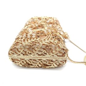 Gold Floral Rhinestone Purse Anniversary Evening Bag