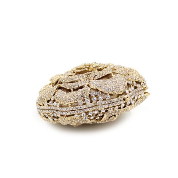 Rose Peony Flower Rhinestone Purse Bridal Clutch Purse Evening Bag