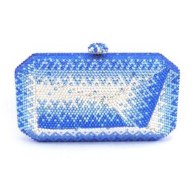 Tech Sense 3D Ombre Blue Gradient Crystal Clutch Bag