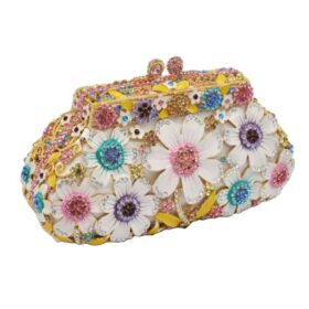 Bedazzled Crystal Chrysanthemum Clutches Rhinestone Purse